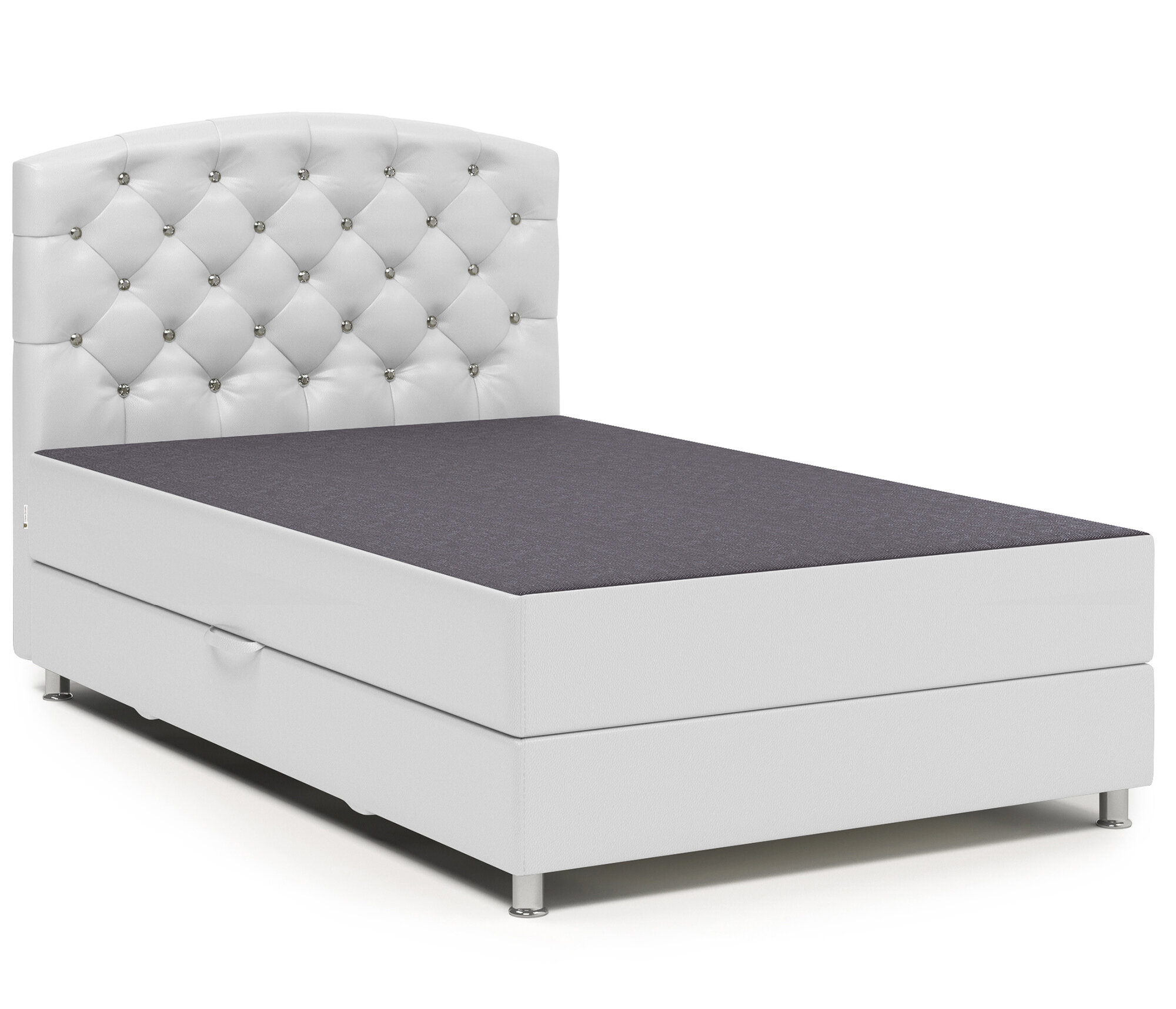 Кровать тахта Премиум Люкс 120х198 см, серая рогожка и белая экокожа