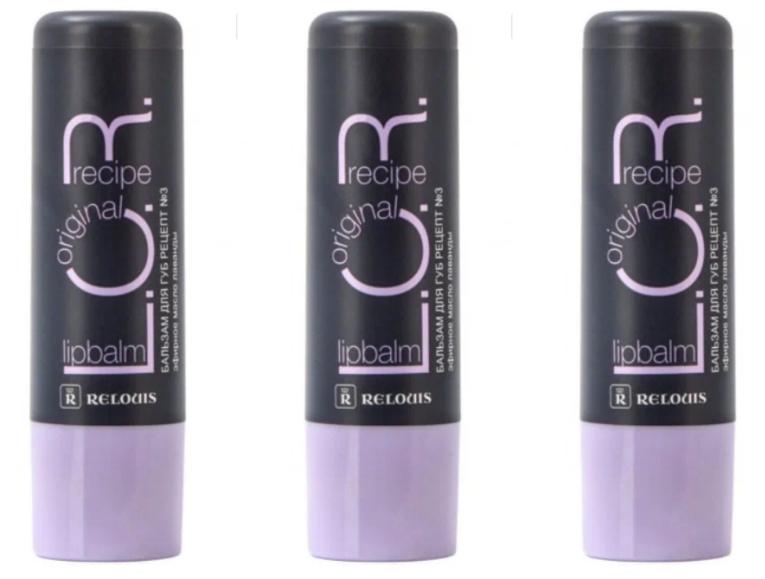 Бальзам для губ Relouis L.O.R Lipbalm Original Recip, рецепт №3, прозрачный, 4.3 гр, 3 шт