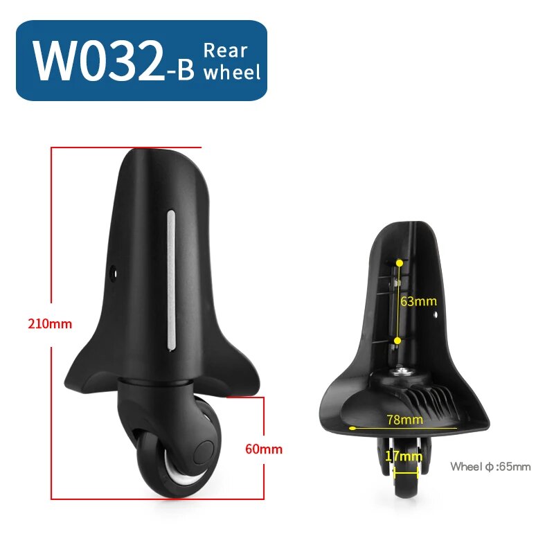 Колесики для чемодана, запасные части для чемодана, чехол, Полетный чехол, запчасти для ремонта багажа, универсальный чехол для чемодана, бесшумные ролики W032-B Rear(2Pcs)