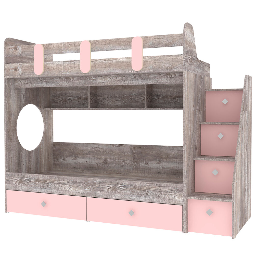 Двухъярусная кровать Фортуна-2 80x180 Бетон Розовый