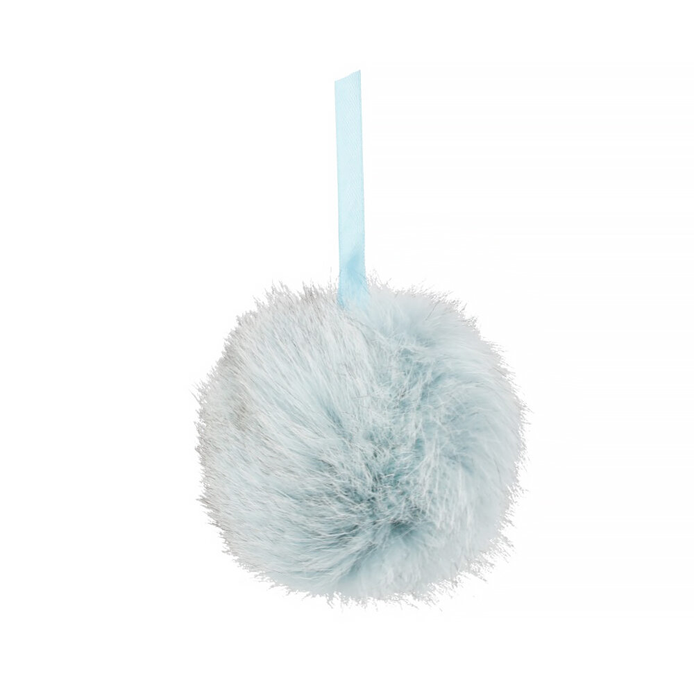 ПКМП10-AZ18 Помпон меховой песца, 10 см светло-голубой, аксессуар для шапок и шарфов