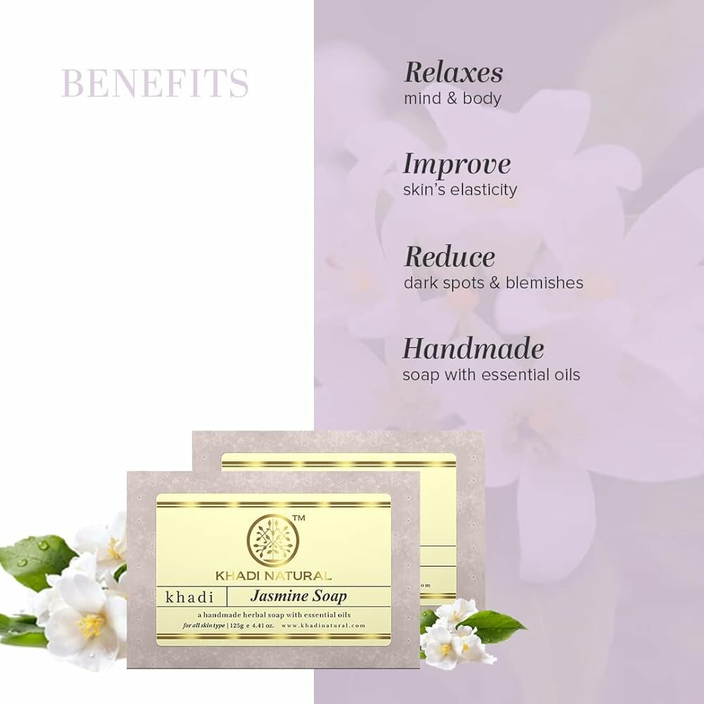 Мыло Жасмин ручной работы с эфирными маслами Кхади Jasmine Handmade Herbal Soap With Essential Oils, Khadi Natural