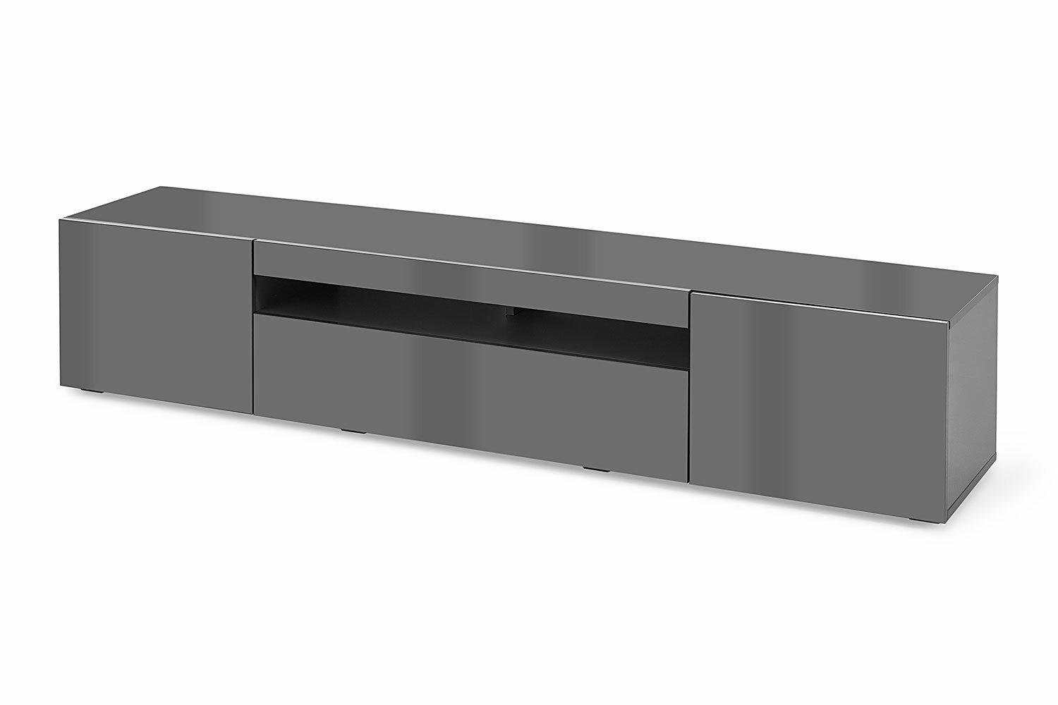 Тумба ТВ Hoff Бруклин, напольная, прямая, 180х36х36,6 см, ЛДСП, цвет оникс серый глянец