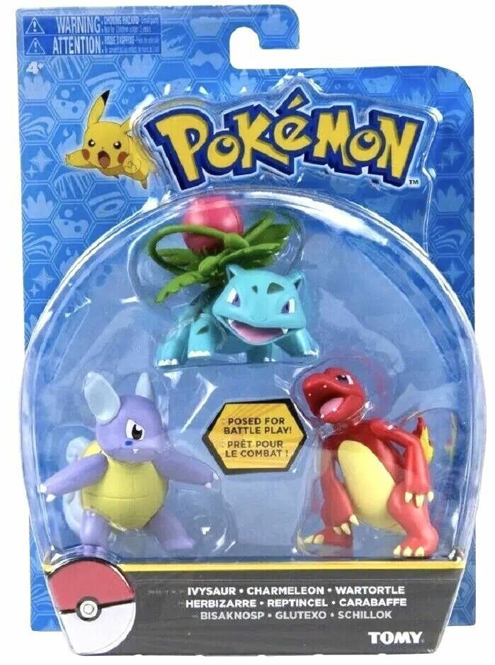 Набор фигурок TOMY Pokemon: Ivysaur, Charmeleon, Wartortle, 3 персонажа, высота 6 см