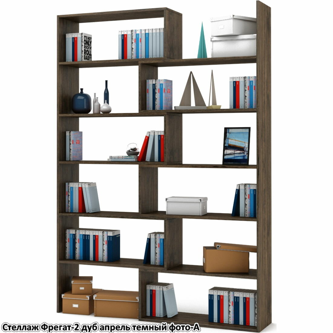 Стеллаж раздвижной Фрегат-2-Дуб-апрель-тёмный, ЛДСП, МФ Владимир VMF, 80х199,2х30 см.