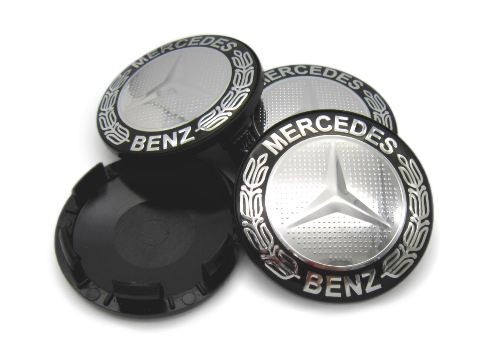 Колпачки, заглушки на литые диски КиК Мерседес черный 62/55/10, комплект 4 шт.