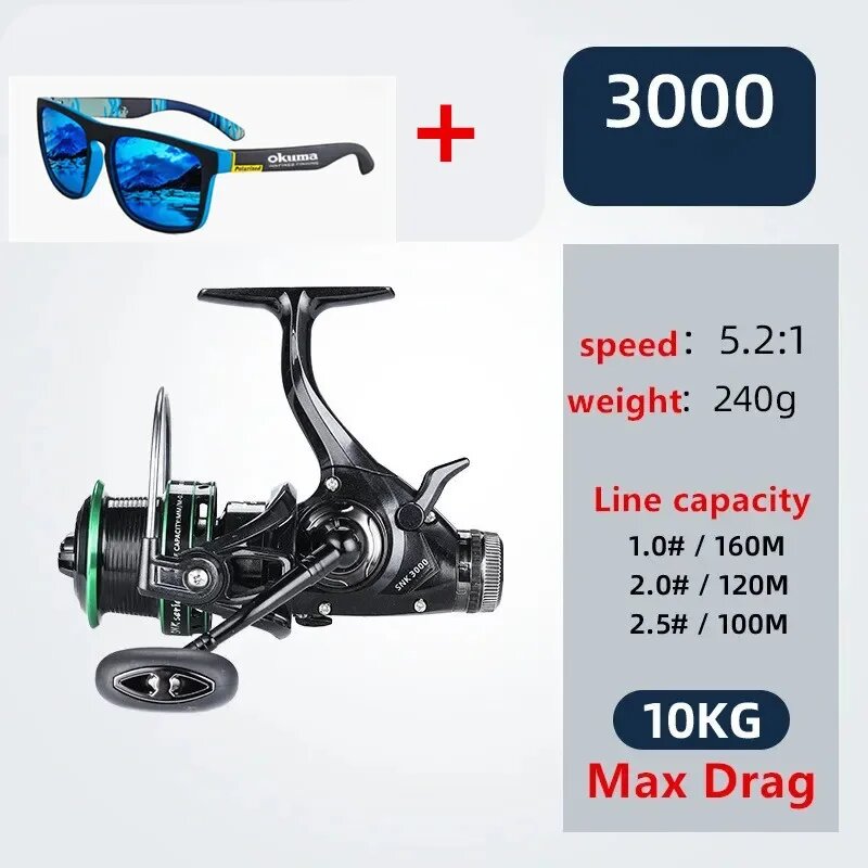 OKUMA Безынерционная катушка 3000, 5.2:1, 10кг