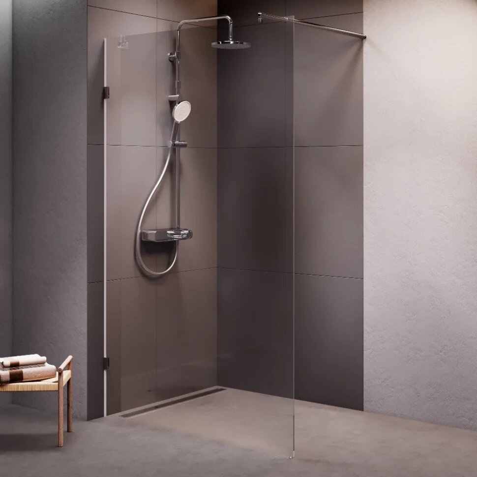 Душевая перегородка Am.Pm X-Joy W94WI-120-F1-MTE 120,4 см, профиль матовый хром, стекло прозрачное