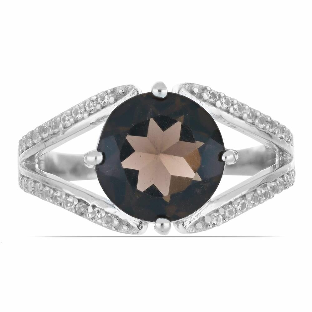 Кольцо, серебро, 925 проба, родирование, кварц, топаз