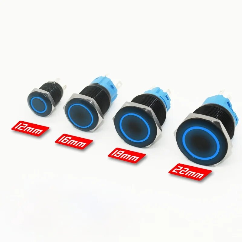 Кнопочный переключатель WELDSEEN 12-22мм, Blue ring, 3-6V