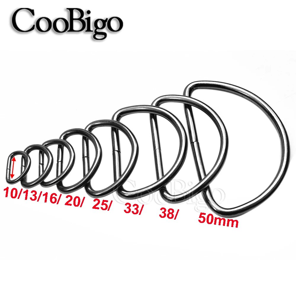Металлические D-кольца CooBigo 10 шт. Webbing Size 13mm, Black Nickel