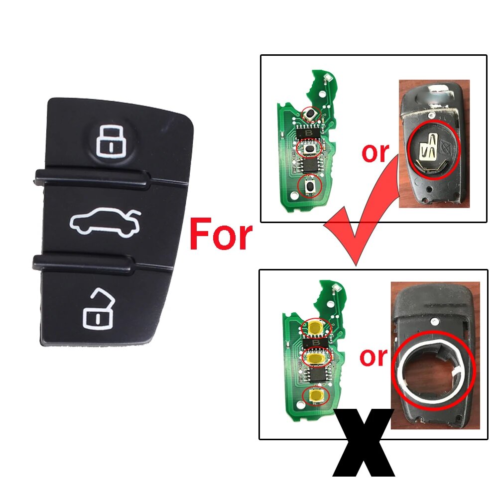 Чехол для ключа Audi TT Q3 A8 A6 A4 A3 3 кнопки, цвет Button Pad