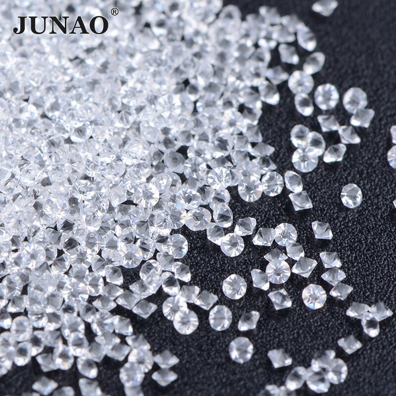 JUNAO Прозрачно-фиолетовые стеклянные стразы 1,2 мм 1440 шт. Серебряный, Transparent Clear