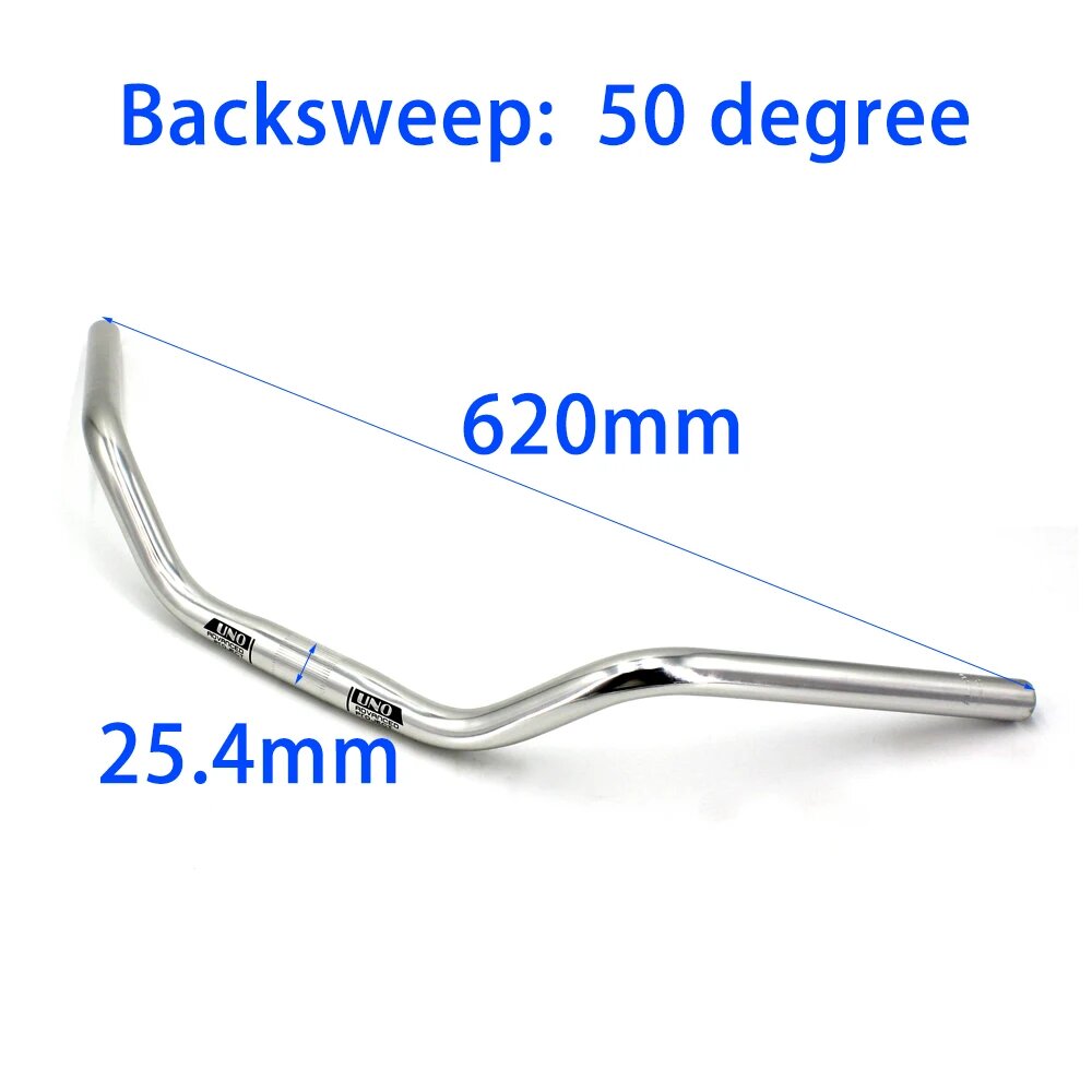 Руль велосипедный UNO 620mm, 50° Backsweep, 25.4mm