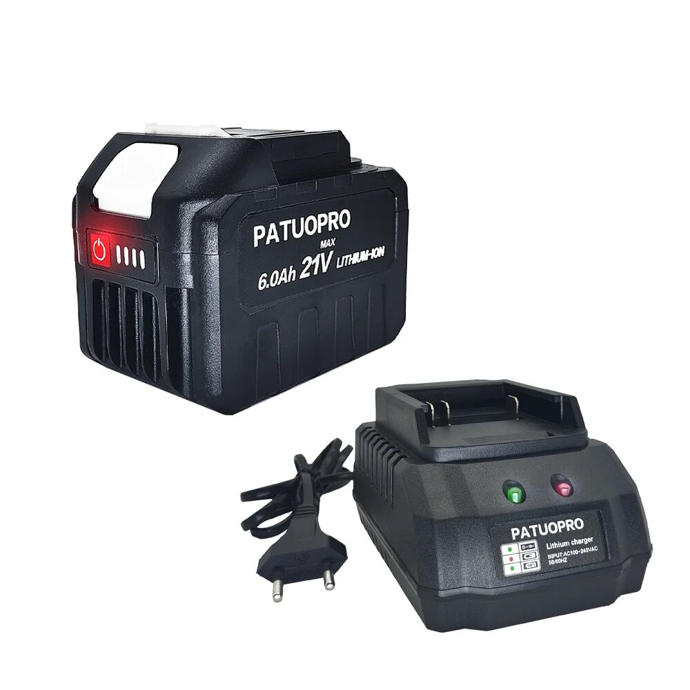 Литиевые аккумуляторы PATUOPRO для Makita 18В 21В 2.0 4.0 6.0 Ач 6.0Ah and Charger