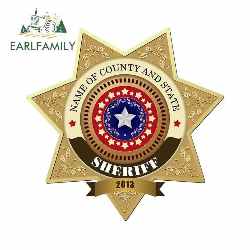 EARLFAMILY 13 см x 12,9 см для значков шерифа, ремонтные наклейки, креативные автомобильные наклейки, автомобильные аксессуары, водонепроницаемая царапина с окклюзией