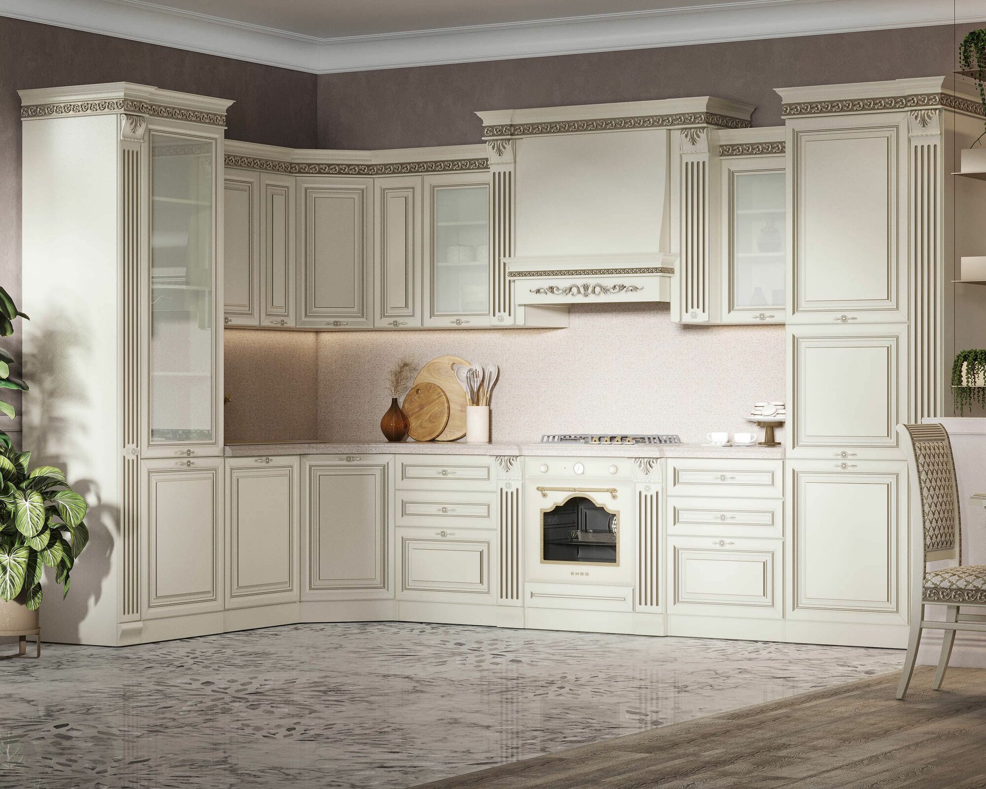 Кухня Арида "Берта", угловая, 3.75x2.25 м, с доводчиками, бежевый, Россия