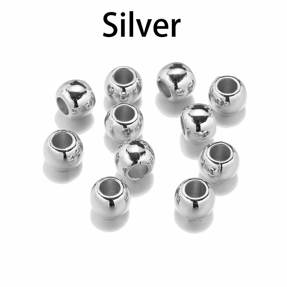 Пластиковые бусины St.kunkka круглые большие отверстия 4-12 мм Серебряный, 4mm x 100pcs, Silver