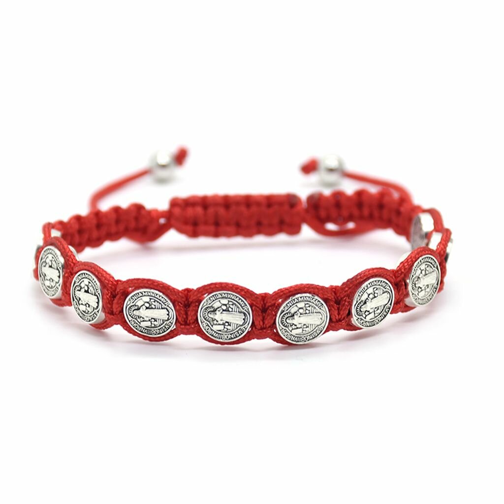 1 нитка многоцветных плетеных регулируемых четок из сплава Святого Отца и Богоматери, католические ювелирные изделия-Красный