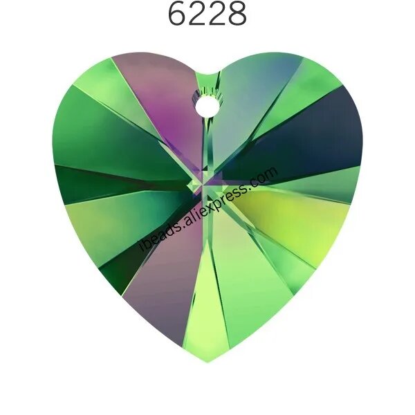 Подвеска Swarovski XILION сердце из хрусталя Зеленый, 10.3x10mm (1 piece), Crystal 001 VM