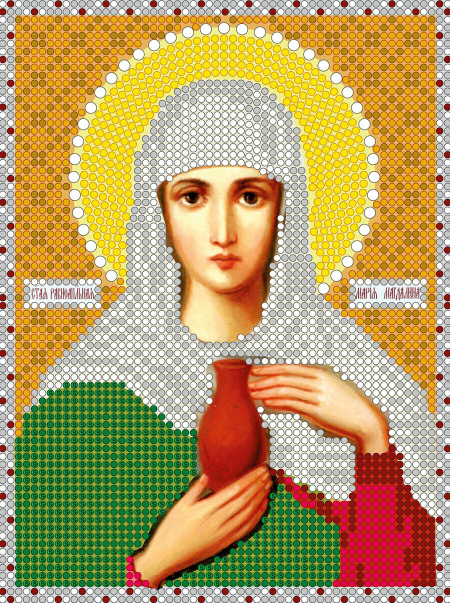Алмазная мозаика Диамант икона Святая Мария 17*23 см, без подрамника, 10 цветов