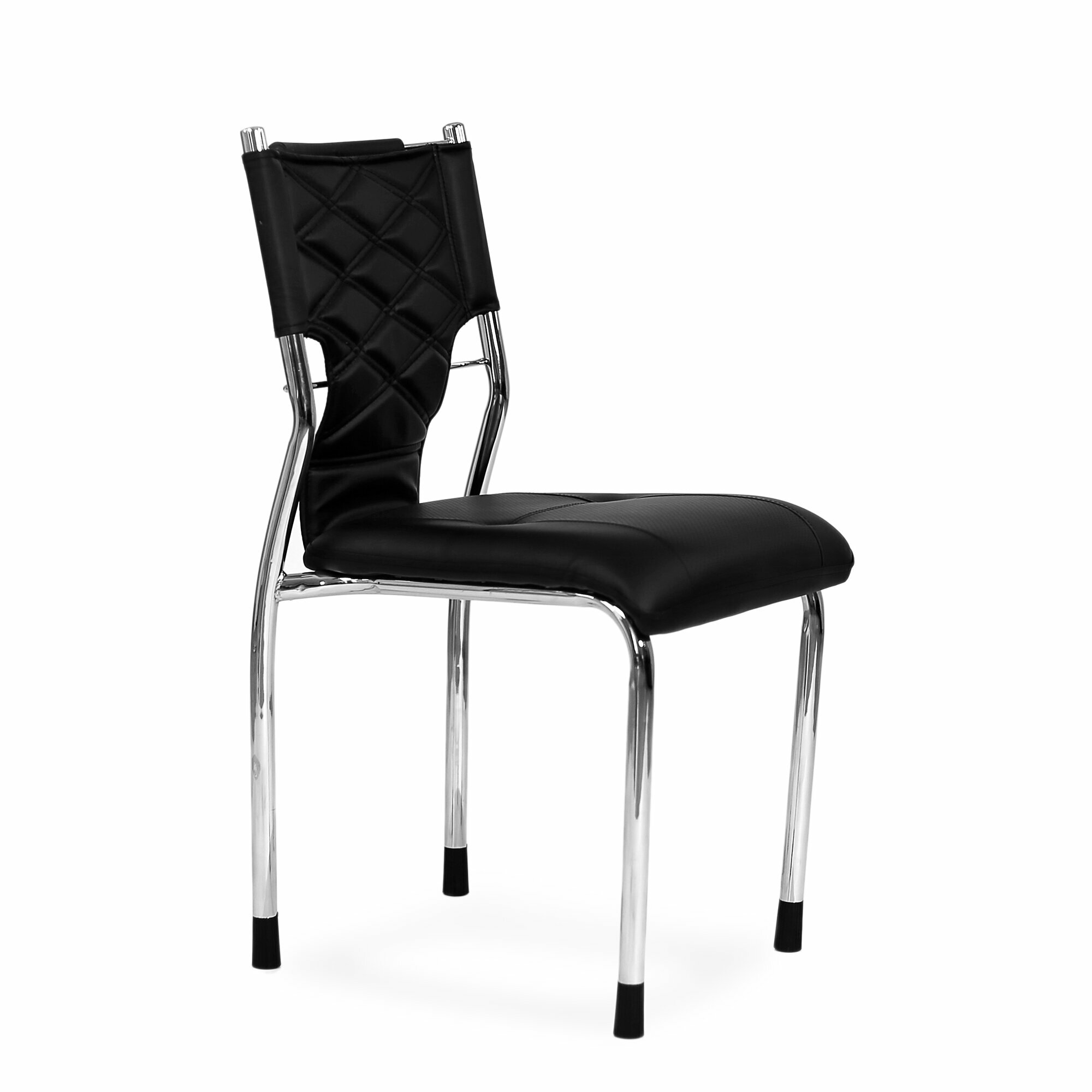 Стул K-9 Barneo черный, хромированный, экокожа, металл, мягкое сиденье, без подлокотников