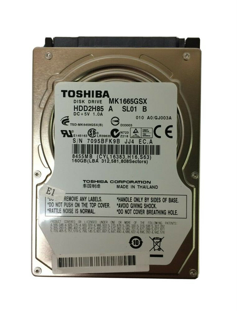 Жесткий диск Toshiba MK1665GSX 160GB SATA 3G 2.5" 5.4К