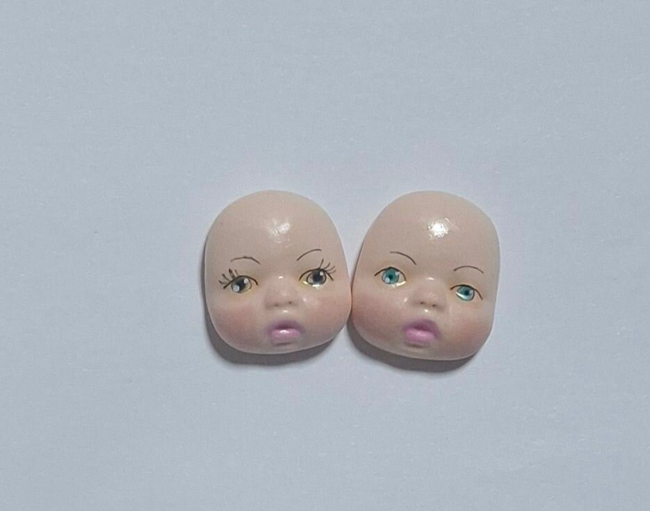 Набор лиц - 2 шт, раскрашенные, для ватной игрушки, ручная работа