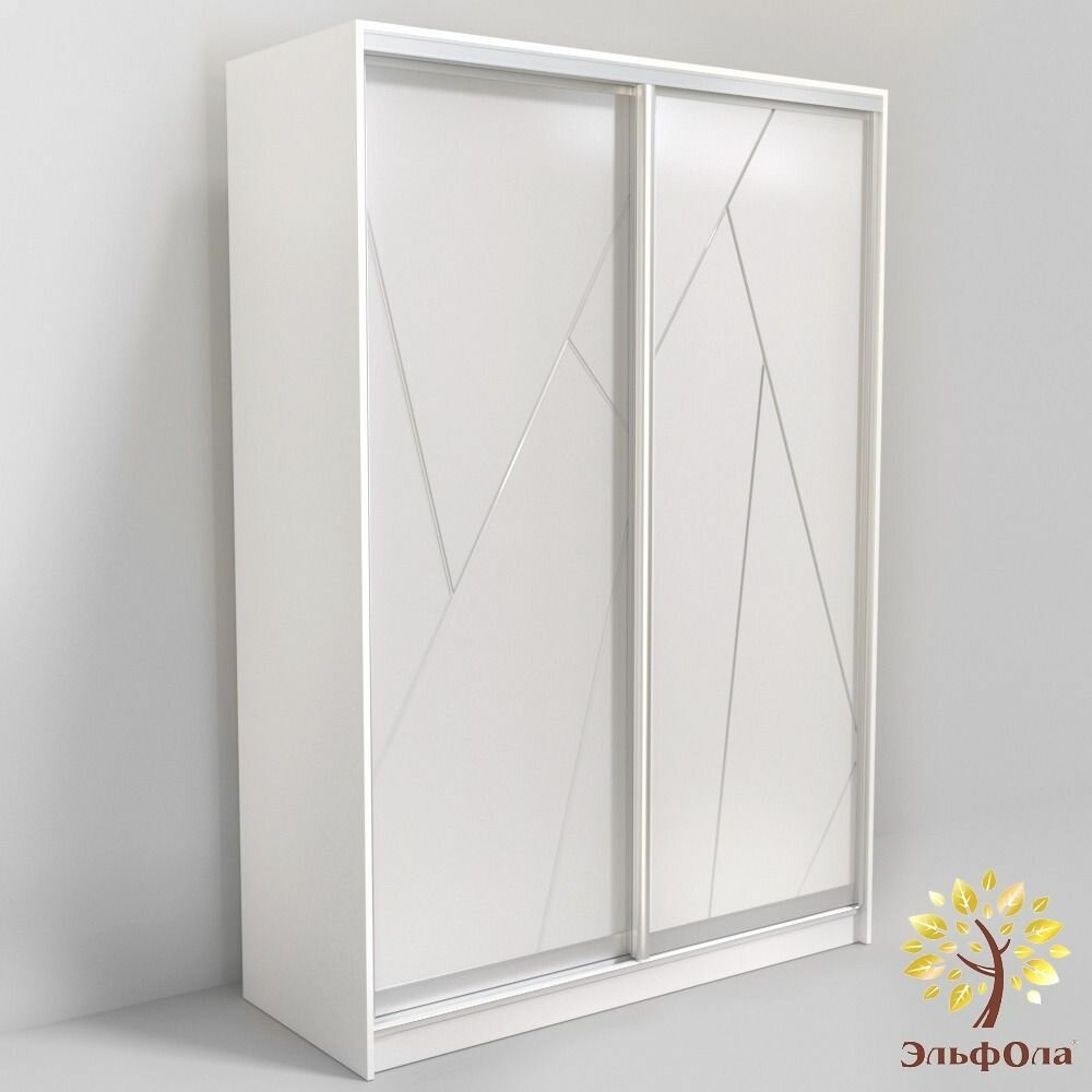 Шкаф-купе ЭльфОла "Геометрия" 120*45*240 см, белый шагрень, фрезеровка на МДФ