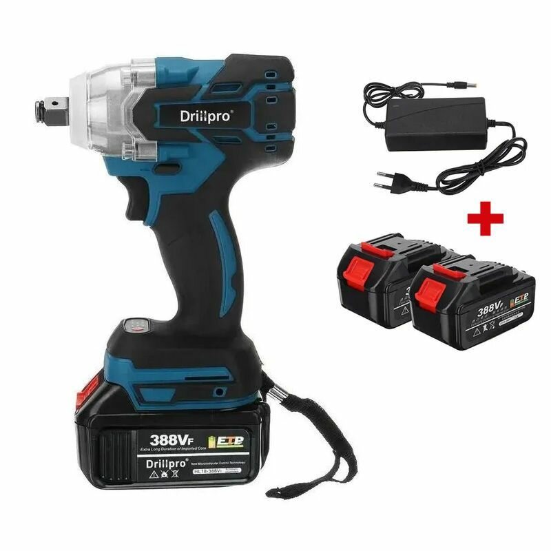 Ударный Гайковерт Drillpro, Бесщеточный, Аккумуляторный, 1/2 Дюйма, 18 В, Содержит Две Батареи