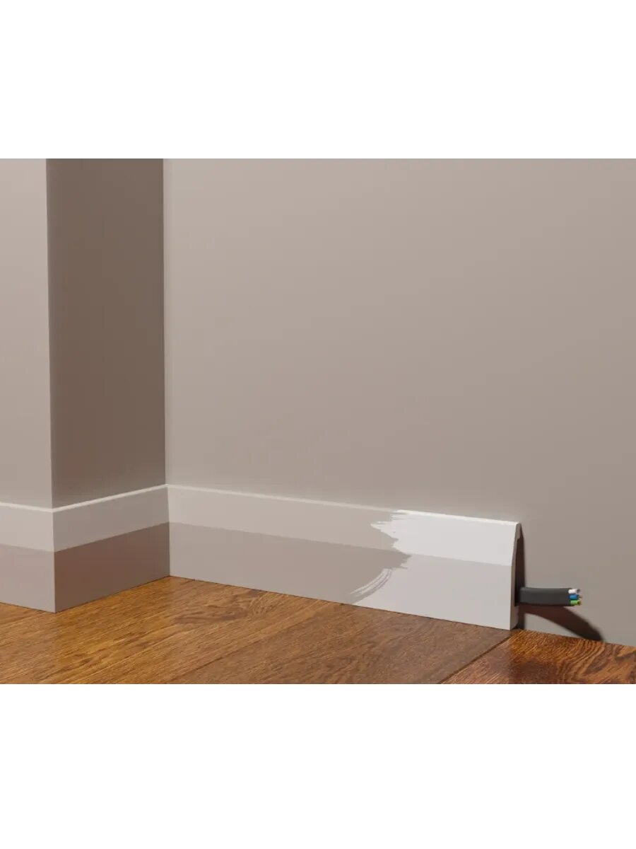 Плинтус напольный дюрополимер белый DD125 200х.7х1.5 см