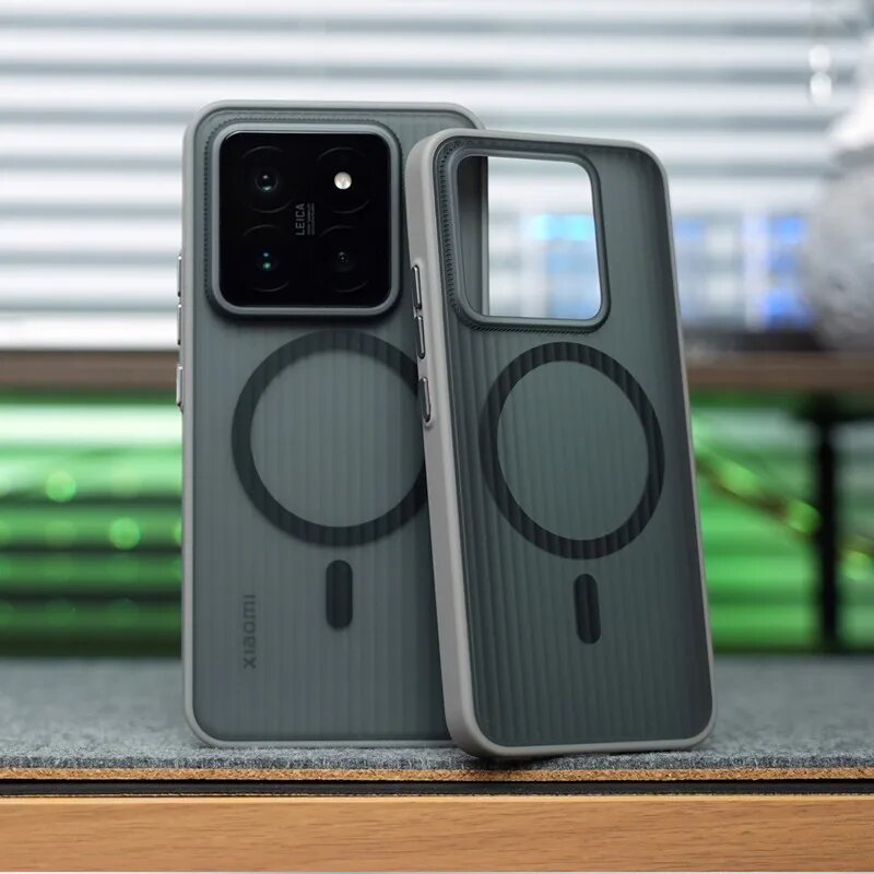 Задний противоударный магнитный чехол для беспроводной зарядки Magsafe Black Gray, For Xiaomi Mi 15