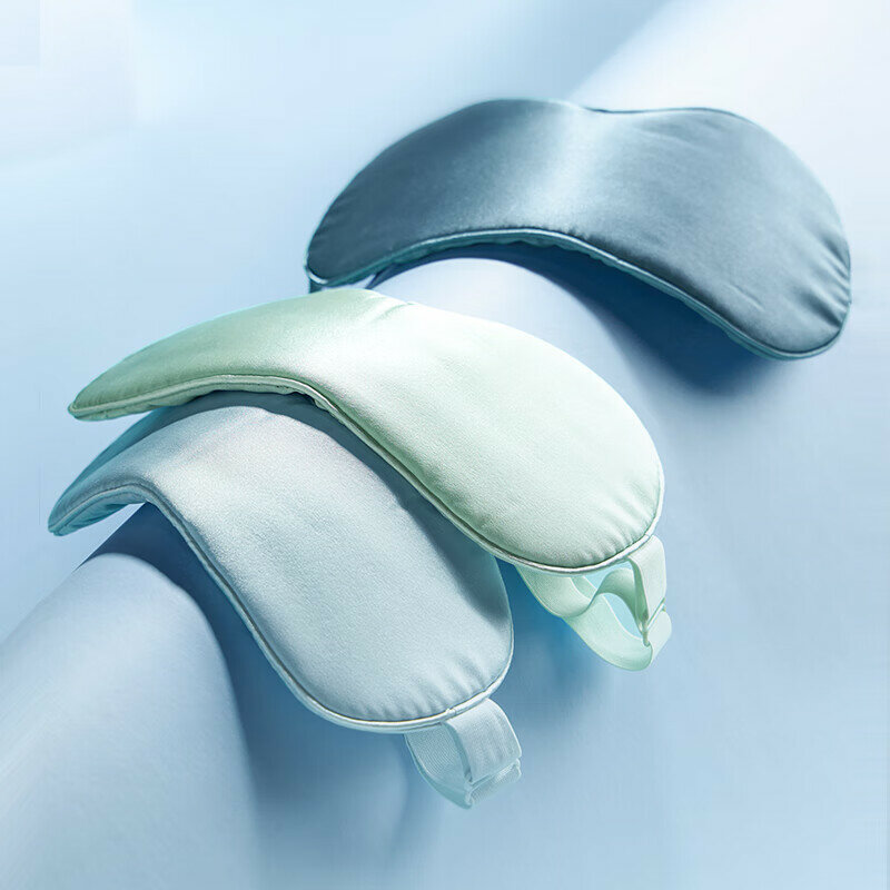 Zhen Si Ming Silk Sleep Mask with Light Blocking, Mulberry Silk Breathable Unisex Eye Mask - Mist Grey