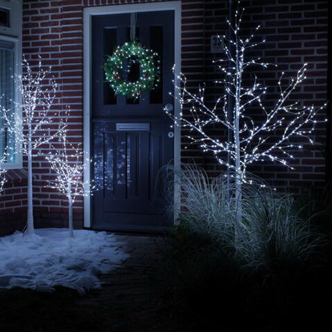 Светодиодное дерево Белая Береза 150 см, 400 холодных белых микро LED ламп, IP44, Kaemingk, 492459