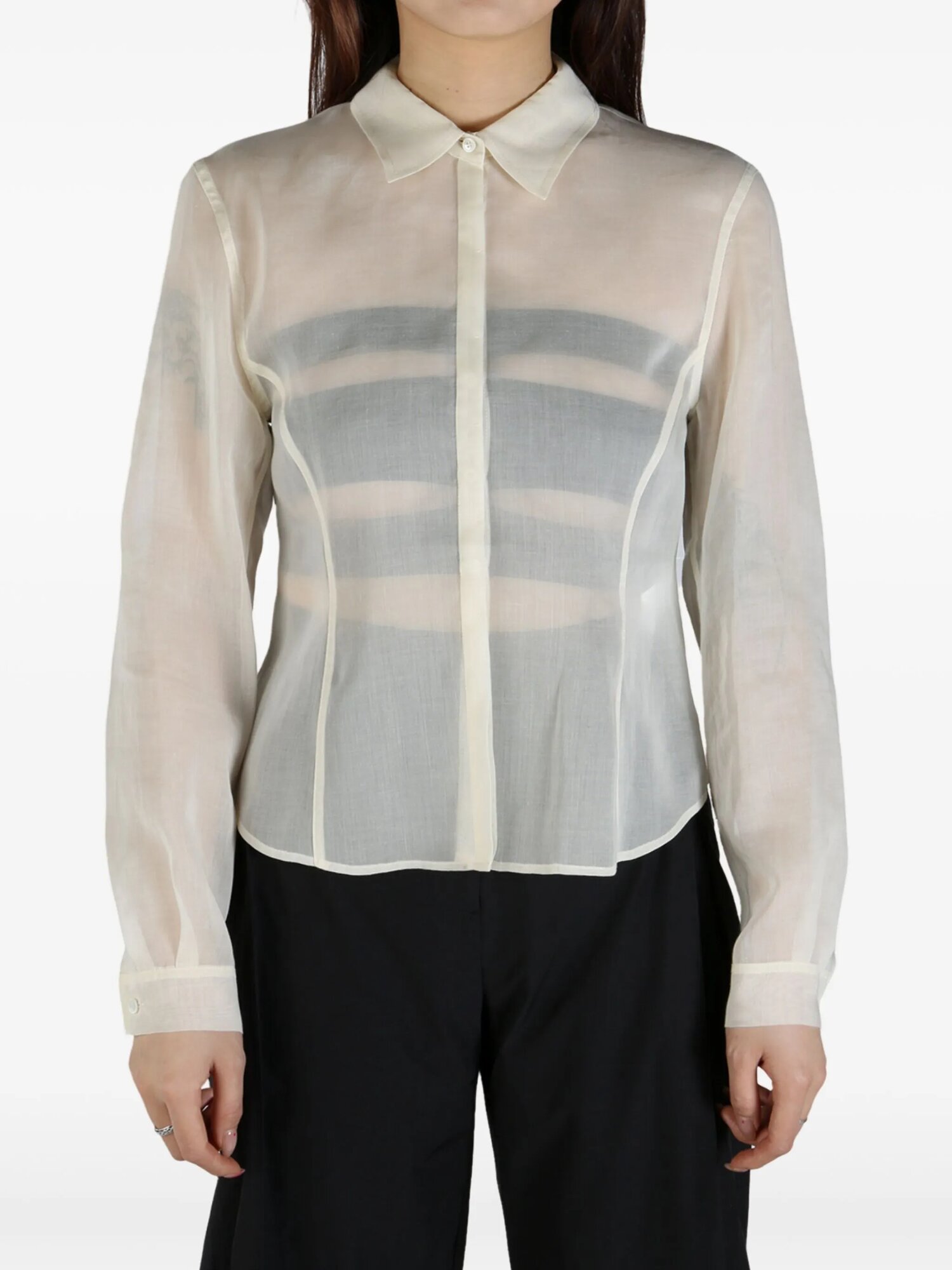 Рубашка AMOMENTO Semi-sheer shirt, размер 40, разноцветный — фото 1