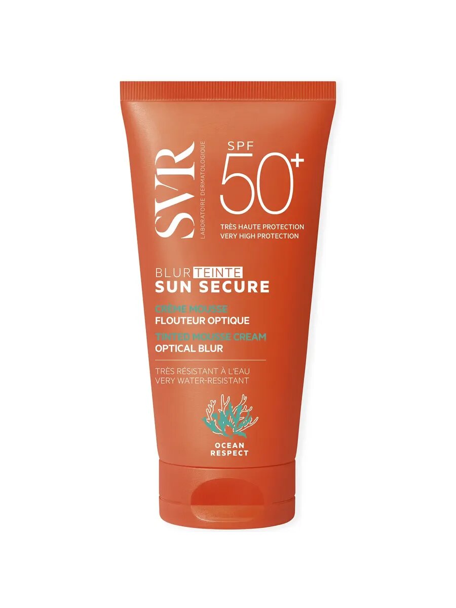Крем-мусс SVR "Sun Secure" SPF 50, тон светлый, для чувствительной кожи, 50 мл