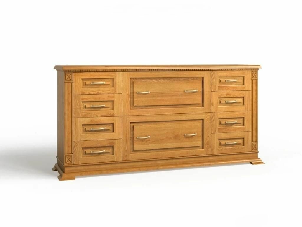 Комод Верди №145 из Массива сосны, 10 ящ, 180х45х100 см, классический орех 2