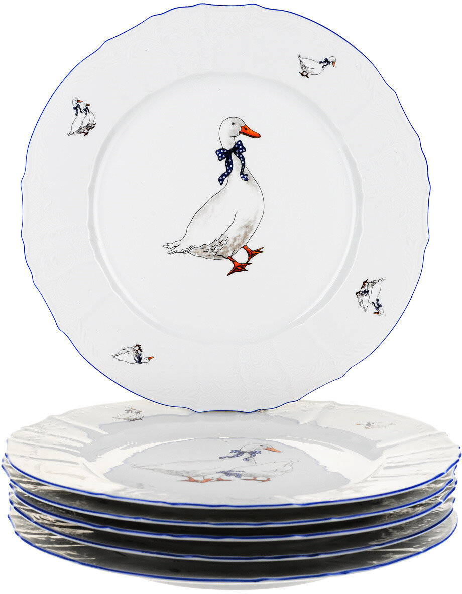 Тарелка мелкая 30 см; "Bernadotte", декор "Гуси", 6 шт, Thun/ БТФ0378
