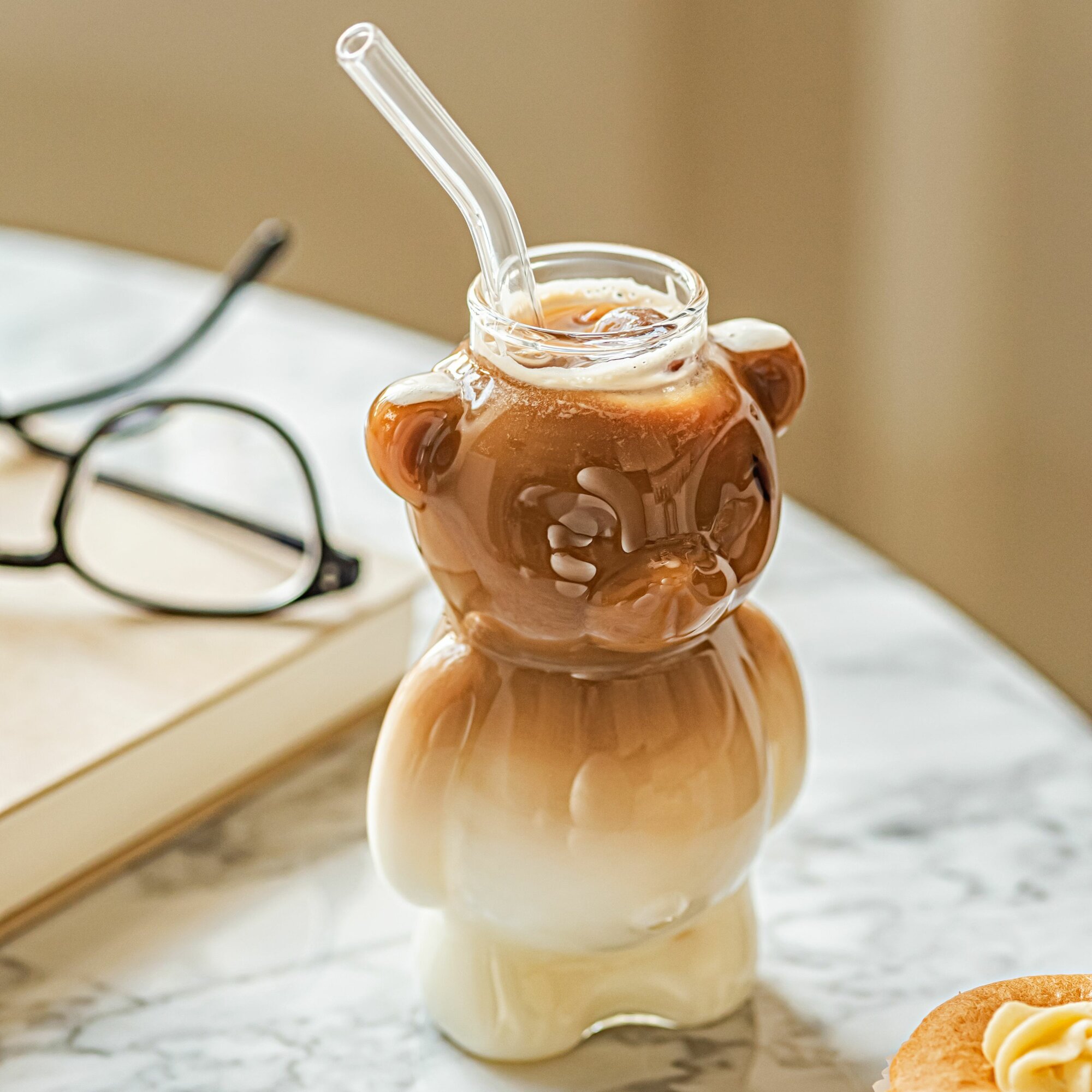 Стакан с трубочкой "Тедди" из боросиликатного стекла 320 мл