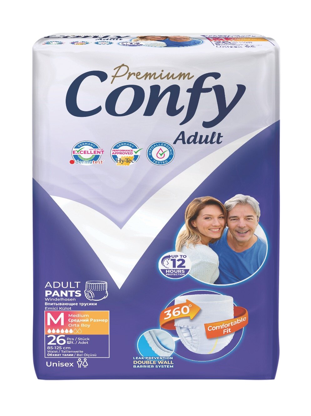 Подгузники-трусы Confy Medium, объем талии 85-125 см, 26 шт.