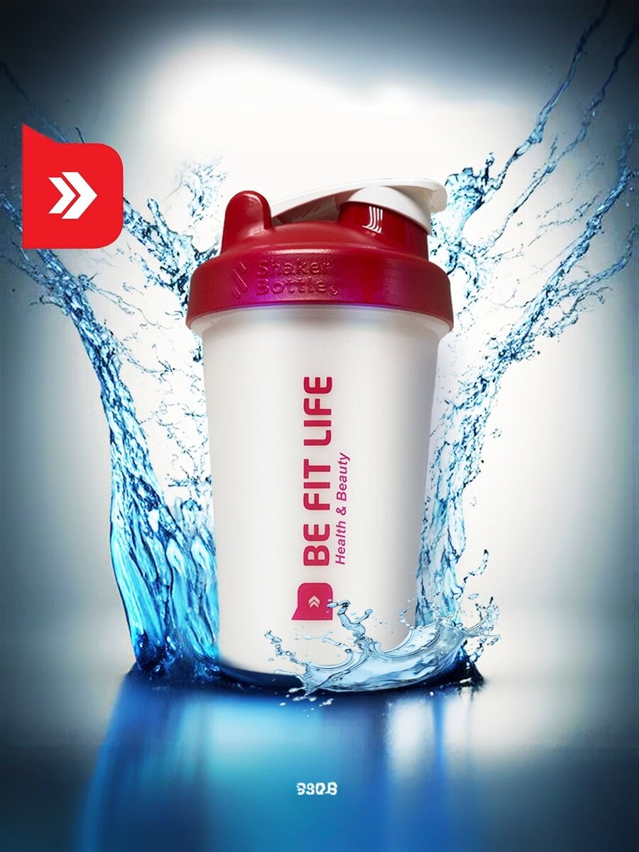 Шейкер спортивный (400 мл) (White Red color) (BE FIT LIFE)