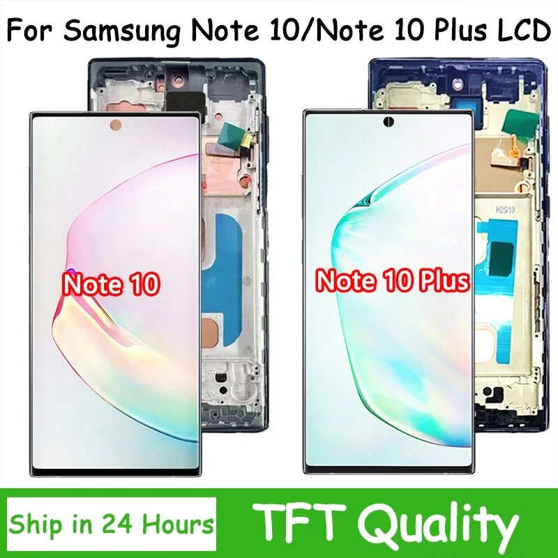 TFT качество для Samsung Note10 N970F ЖК-дисплей с цифровым преобразователем сенсорного экрана и рамкой для Samsung Note 10 + 10 Plus N975F Дисплей Note10 Sliver Frame