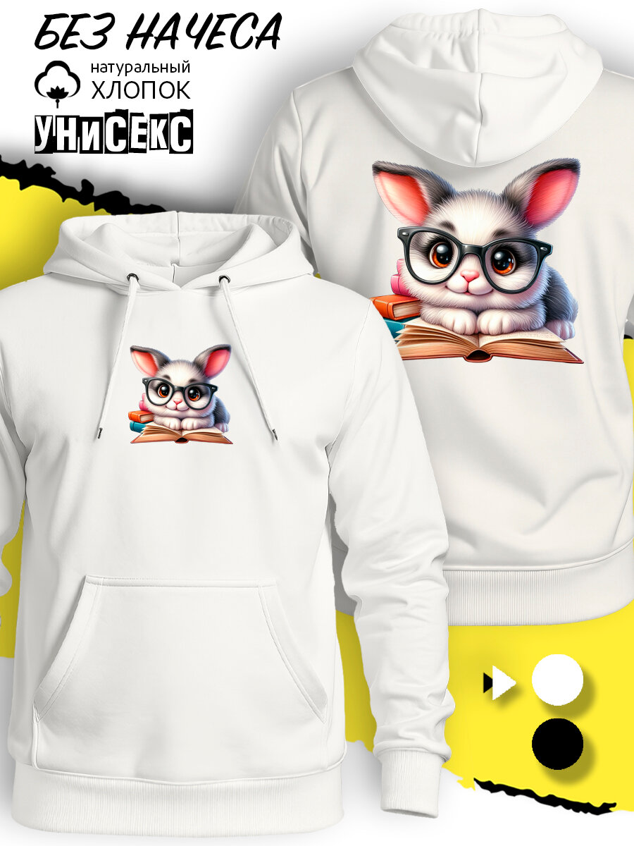 Худи Толстовка свитшот заяц с книгой