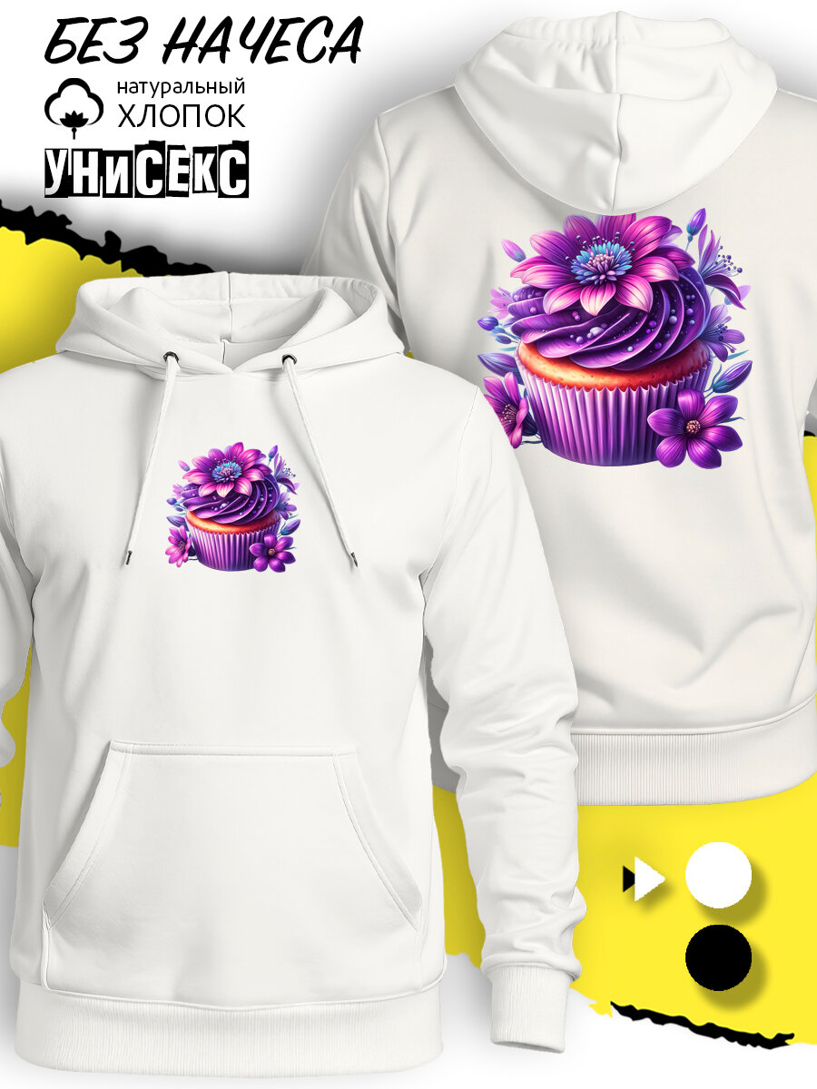 Худи Толстовка свитшот кекс с цветами