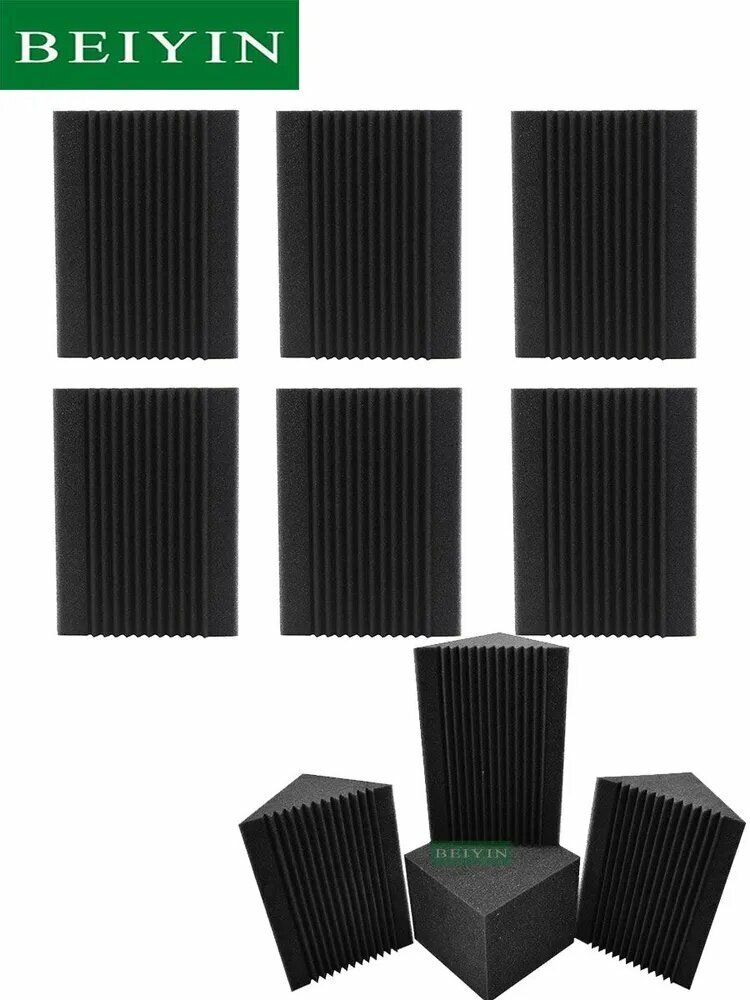 BEIYIN 12 шт. Акустическая угловая ловушка для басов высокой плотности, студийной звукоизоляционные панели