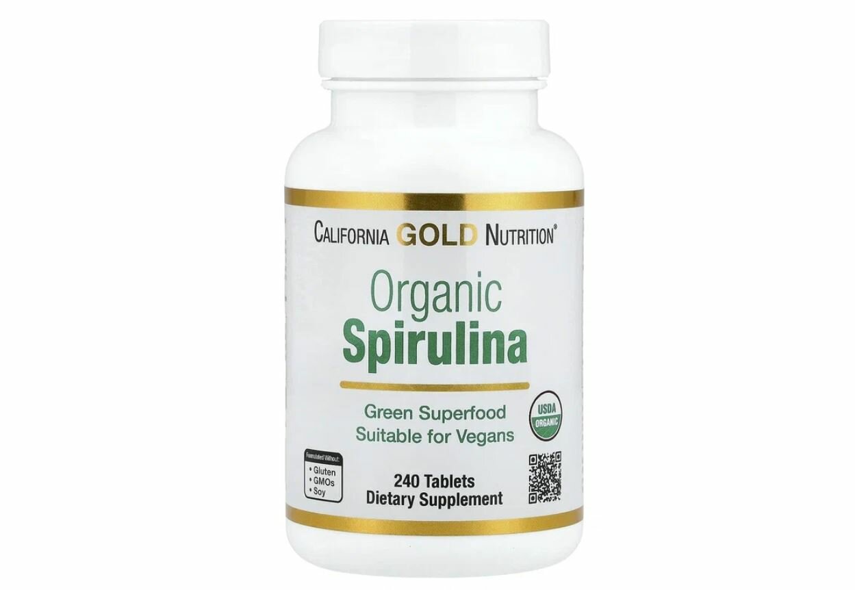 California Gold Nutrition, Organic Spirulina, Органическая спирулина таб, 500 мг, 240 шт.