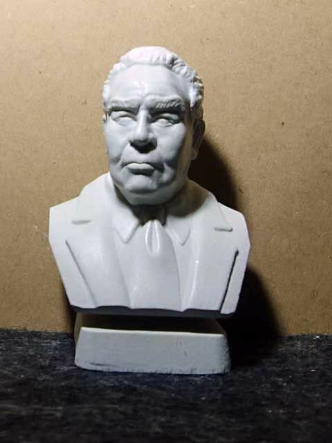 Бюст Брежнева в возрасте 60мм. Детализация BB269 Белый. Монолитный тяжёлый на цоколе