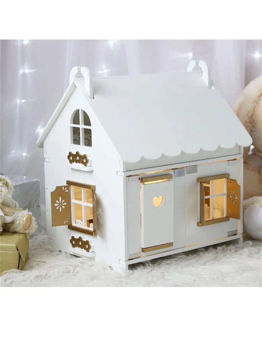 Кукольный дом Little Wood Home "Мими", для кукол LOL, Enchantimals, 2 этажа, желтый, белый — фото 1