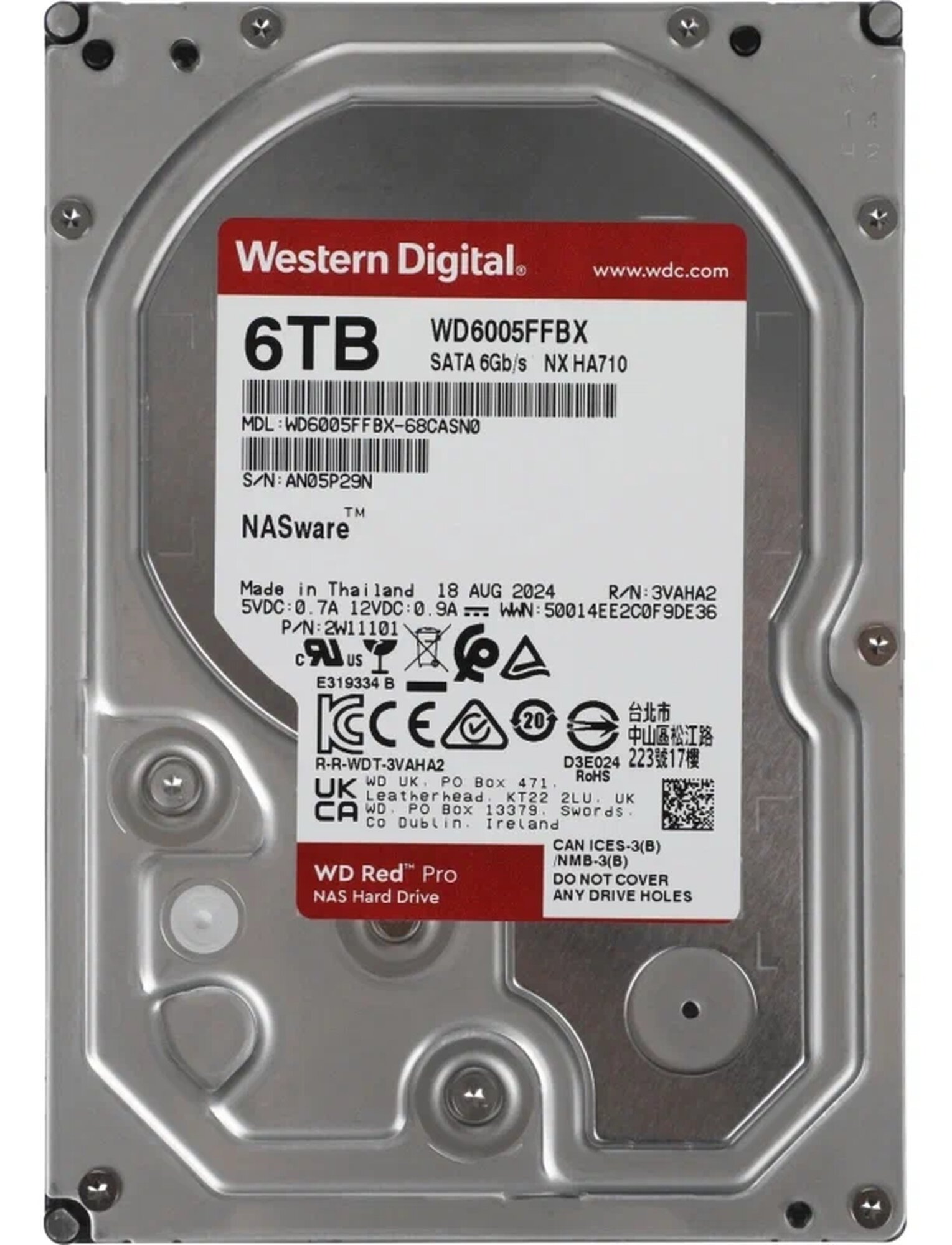 Жесткий диск WD Red Pro WD6005FFBX 6TB, SATA III, 3.5"
