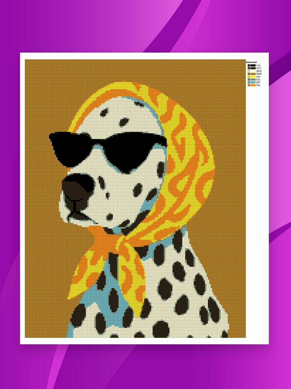 Алмазная мозаика без подрамника - вышивка - Модный Далматин 40 х 50 см